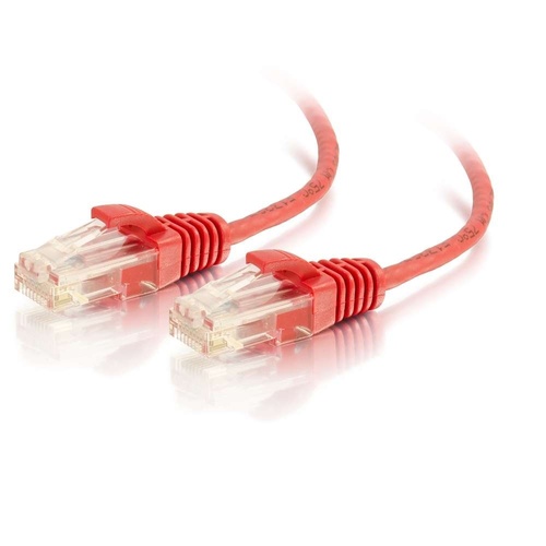 C2G 01168 Cat6 Slim Cable - Snagless Unshielded Slim Ethernet Network Patch Cable  Red (7 Feet  2.13 Meters)