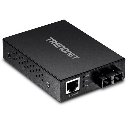 TRENDnet 1000Base-T to 1000Base-SX Multi-Mode SC Fiber Converter  Up to 550m (1800 ft.)  2 Gbps Switching Capacity  TFC-GMSC