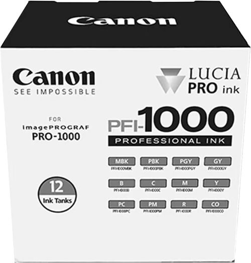 Canon PFI-1000 12 Ink LUCIA PRO Pack for imagePROGRAF PRO-1000 #0545C006